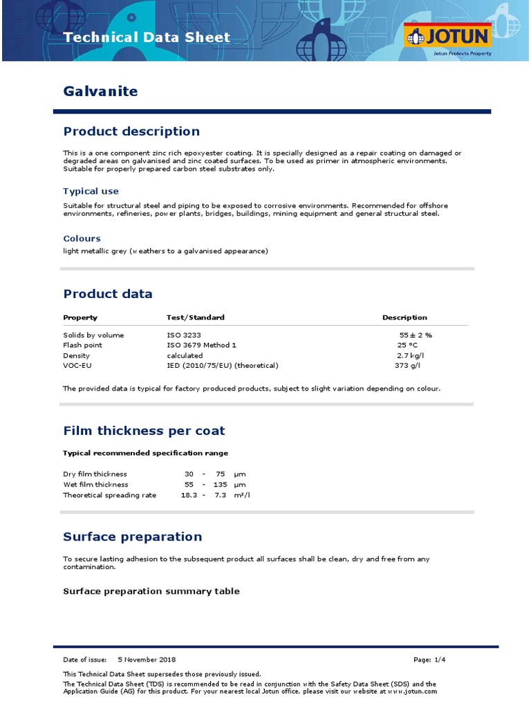 Galvanite: Technical Data Sheet | Download Free PDF | Galvanization | Chemistry