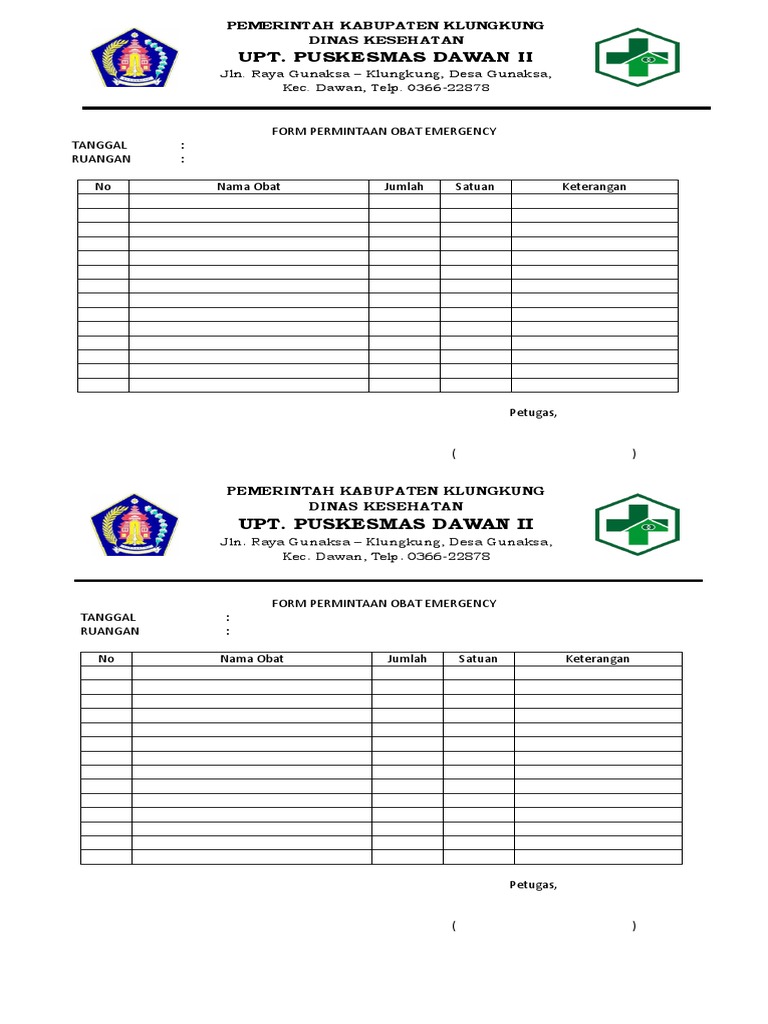 Form Permintaan Obat Emergency | PDF