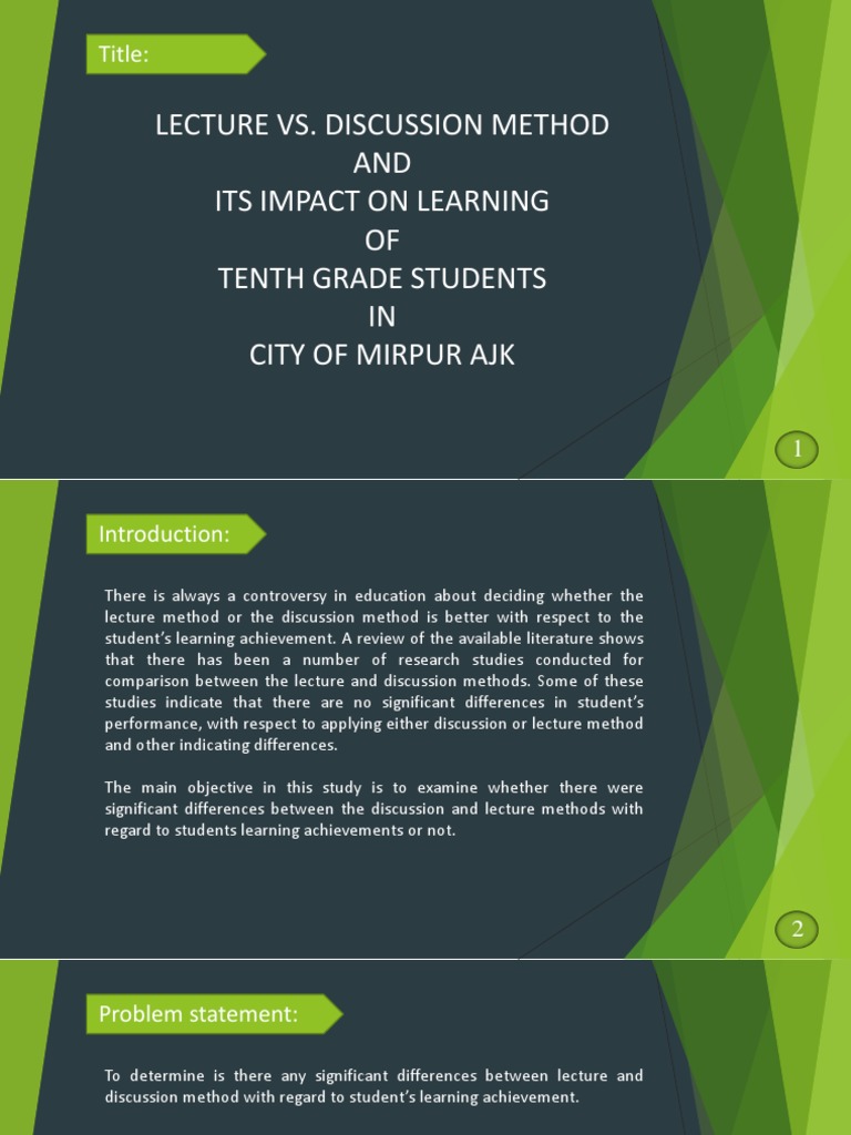 Lecture vs. Discussion Method | PDF | Teaching Method | Experiment
