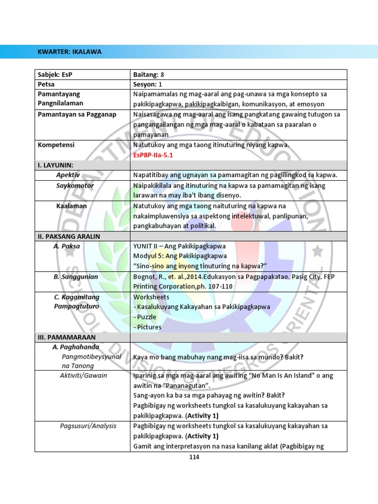Esp DLP Grade 8 2q Final | PDF