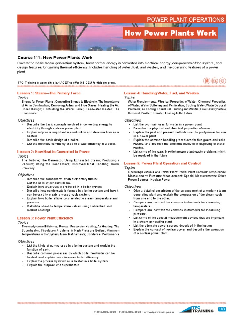 111 How Power Plants Work Course Description | PDF | Boiler | Steam
