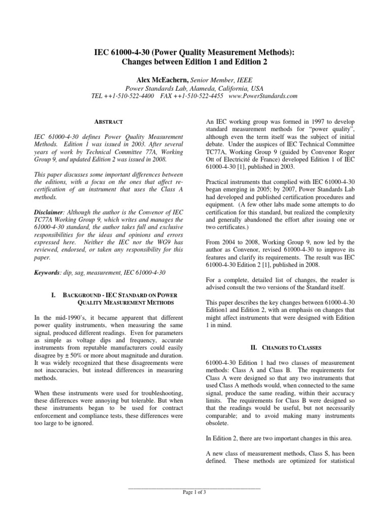 IEC 61000-4-30 - Changes - Ed 1 To Ed 2 PDF | PDF | Accuracy And ...