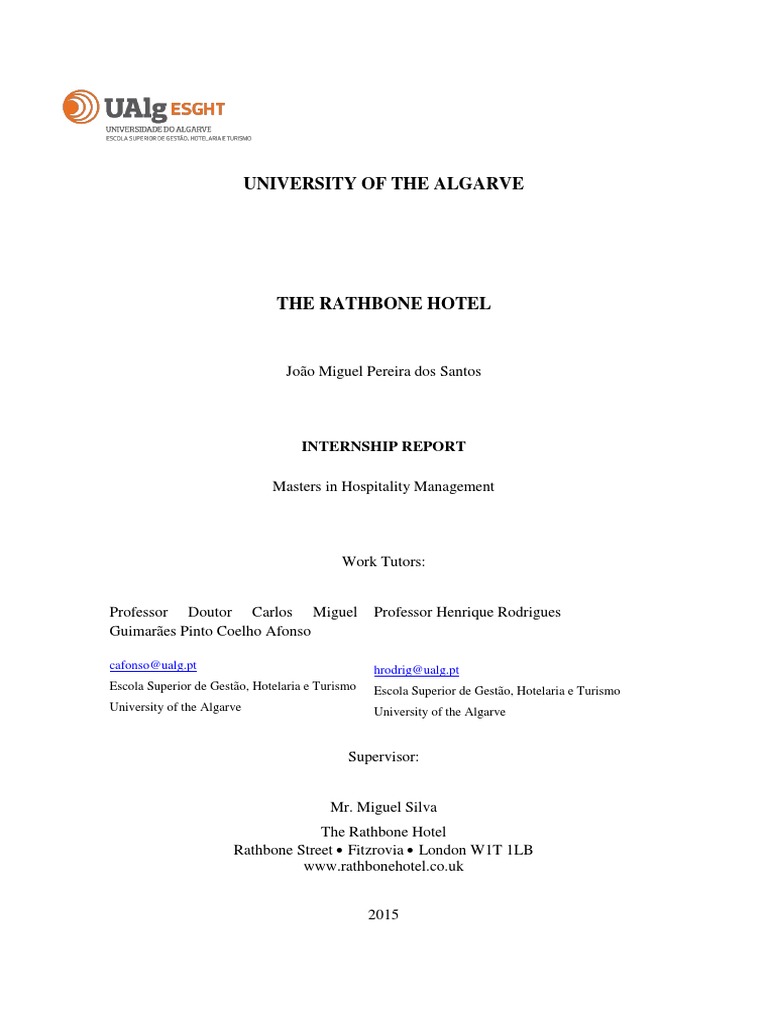 Internship Report Final Version PDF | PDF | Hotel | Swot Analysis