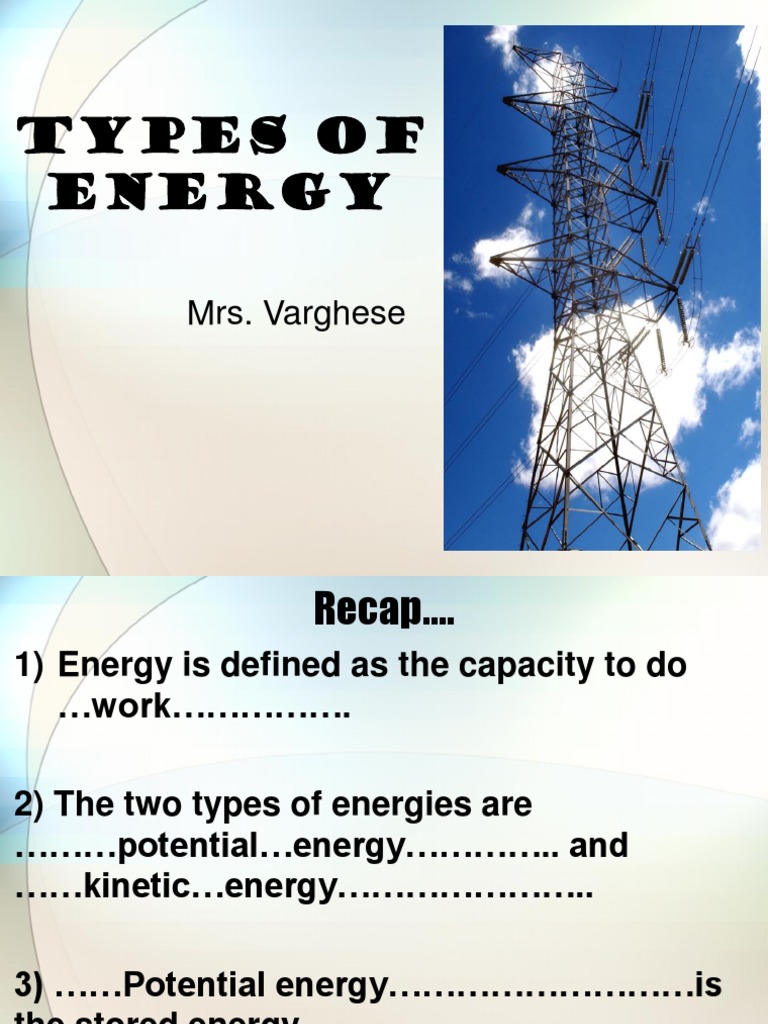 Lesson 2 Types of Energy | PDF | Potential Energy | Electromagnetic ...