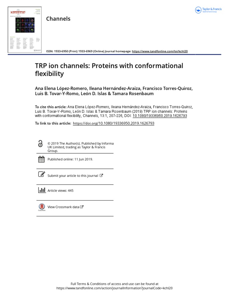 TRP Ion Channels Proteins With Conformational Flexibility | PDF | Ion ...