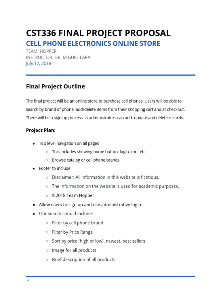 cst336 Final Project Proposal | PDF | Online Shopping | Databases