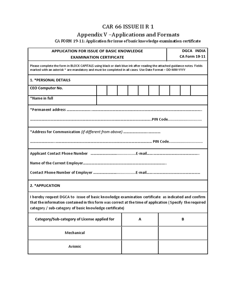Ca Form 19-11 | PDF | Airplane | License