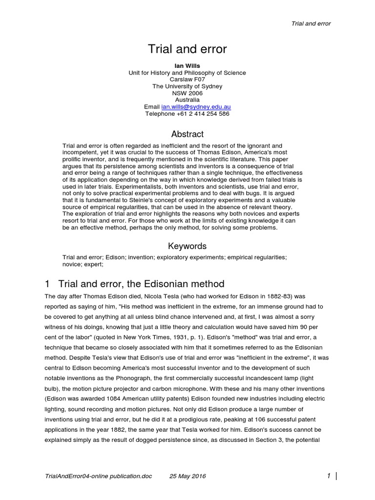 1 Trial and Error, The Edisonian Method | PDF | Thomas Edison | Experiment