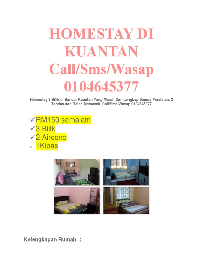 Homestay Murah 3 Bilik di Kuantan | PDF | Memasak, Makanan, & Anggur