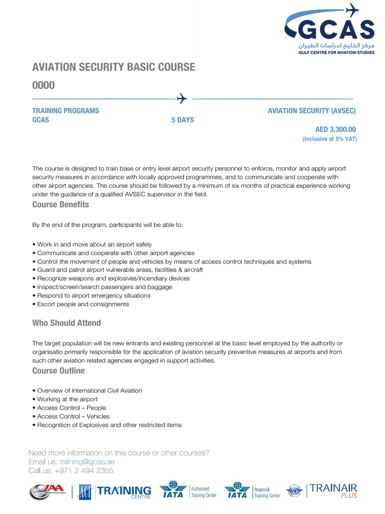 Aviation Security Basic Course | PDF