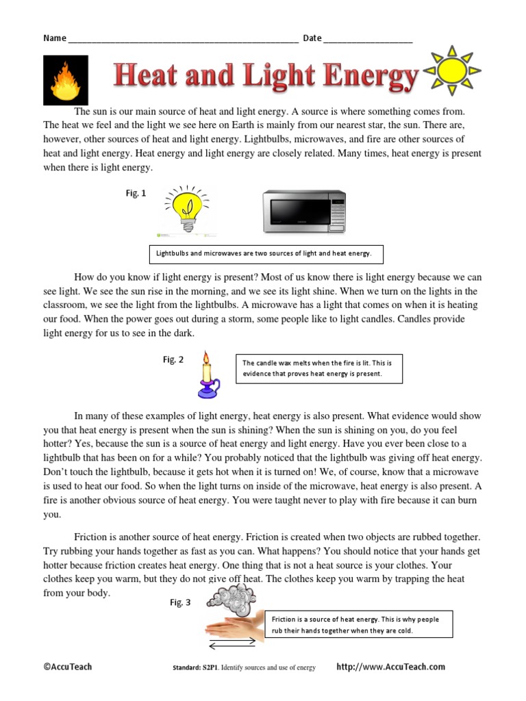 Heat and Light Energy | PDF | Heat | Light