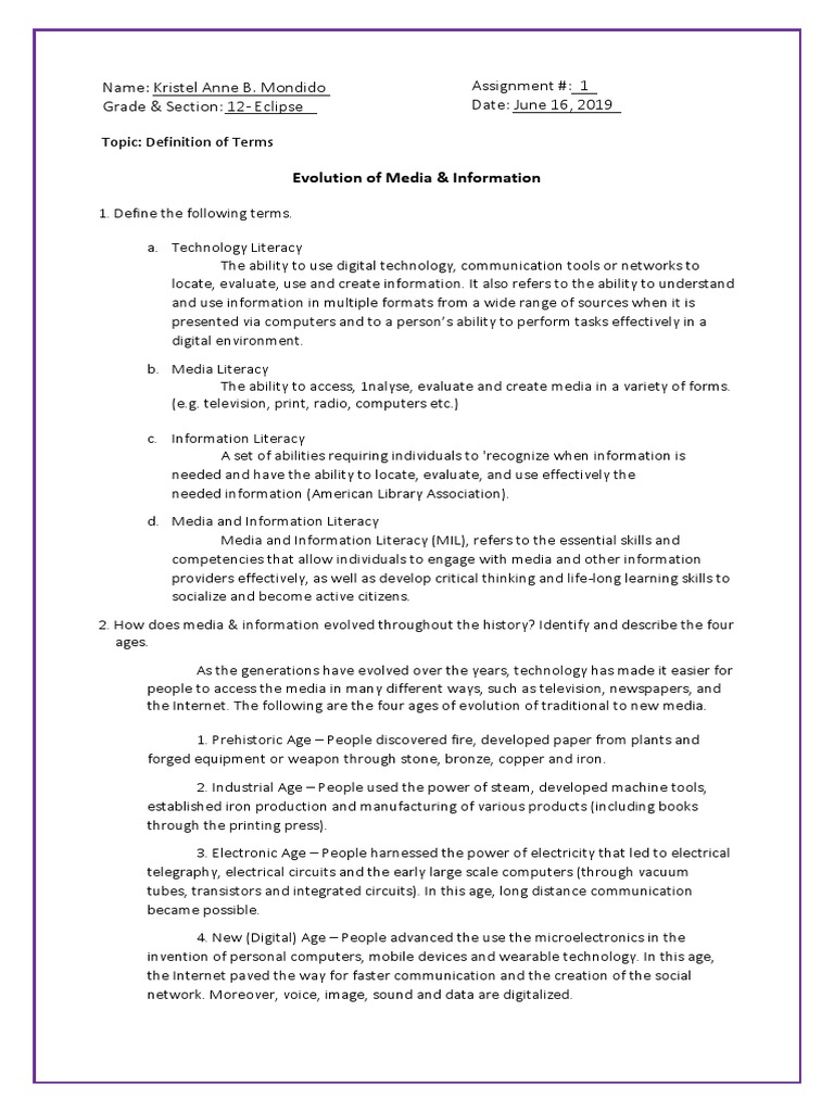 Defining Media and Information Literacy: The Four Ages of Media ...