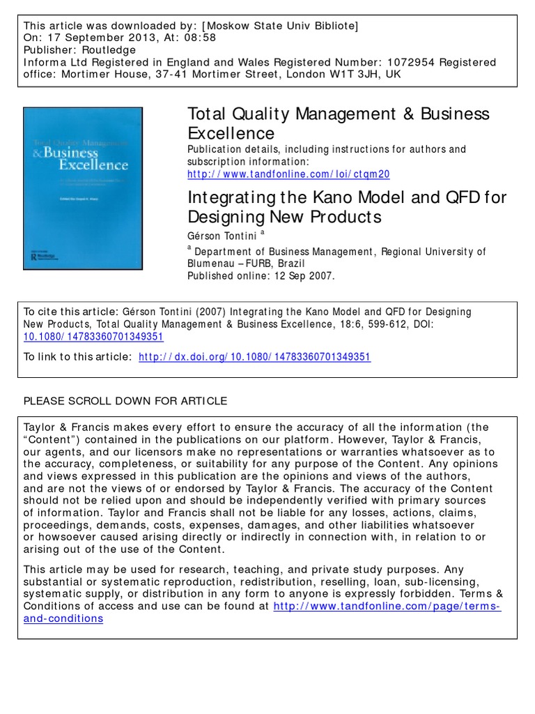 Integrating Kano Model and QFD For Designing New Products | PDF ...