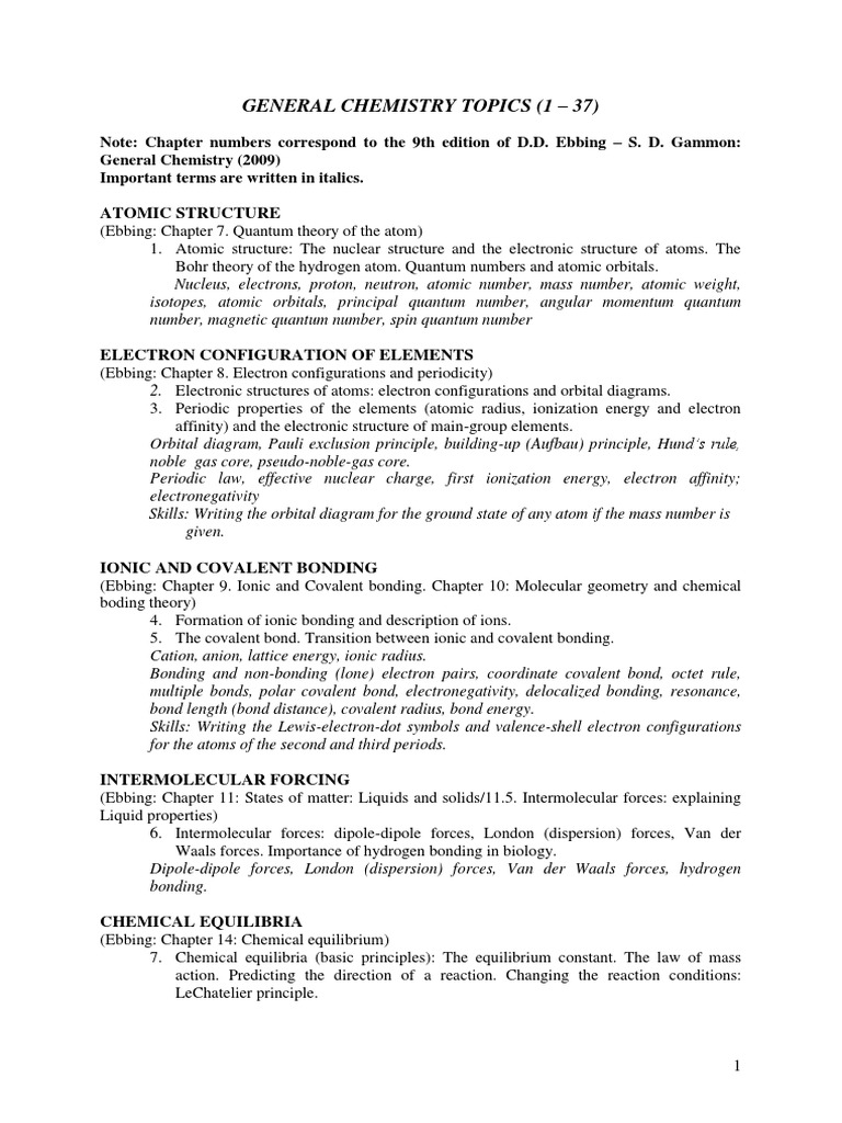 General Chemistry Topics (1 - 37) : Atomic Structure | PDF | Solution ...