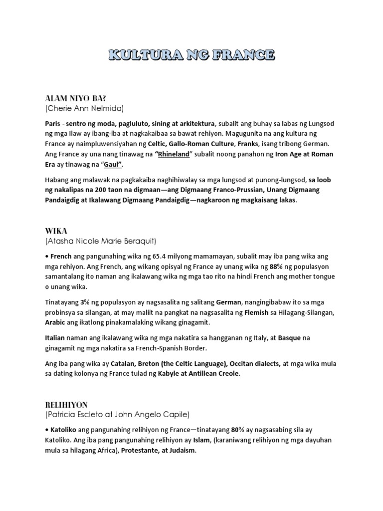 Kultura NG France | PDF