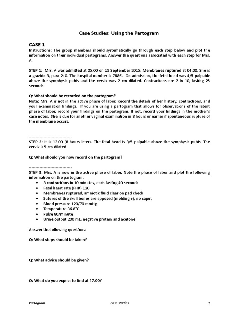 Partogram Case Studies | PDF | Pulse | Childbirth