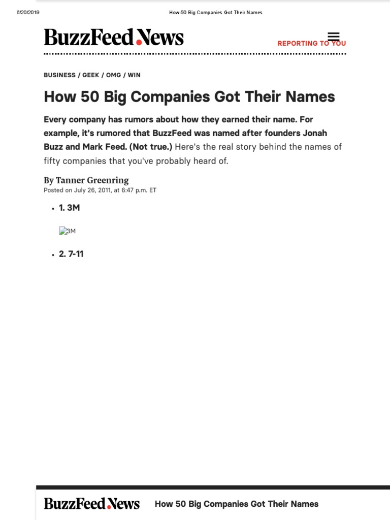 How 50 Big Companies Got Their Names | PDF | Publicly Traded Companies ...