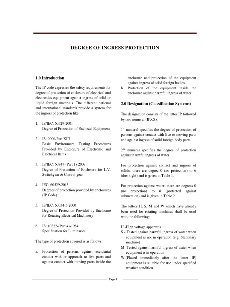 Degree of Ingress Protection | Download Free PDF | Electromagnetism ...