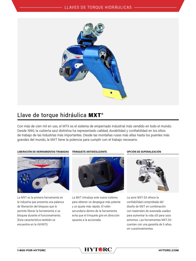 Ficha Tecnica Llave Hidraulica Hy-5mxt | PDF | Herramientas | Mecanica ...