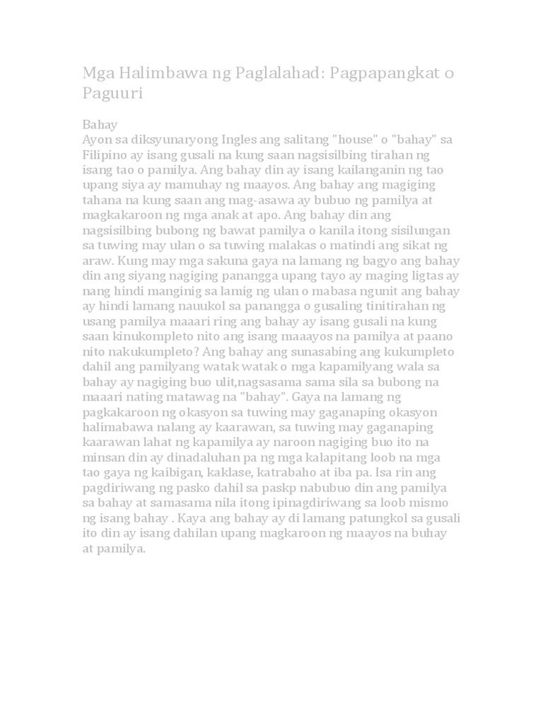 Mga Halimbawa NG Paglalahad | PDF