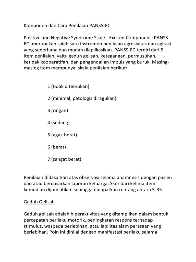 Penilaian Agitasi dengan PANSS-EC | PDF