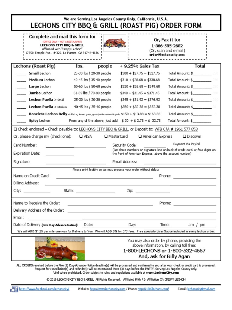Lechon Order Form 061919 | PDF | American Express | Credit Card