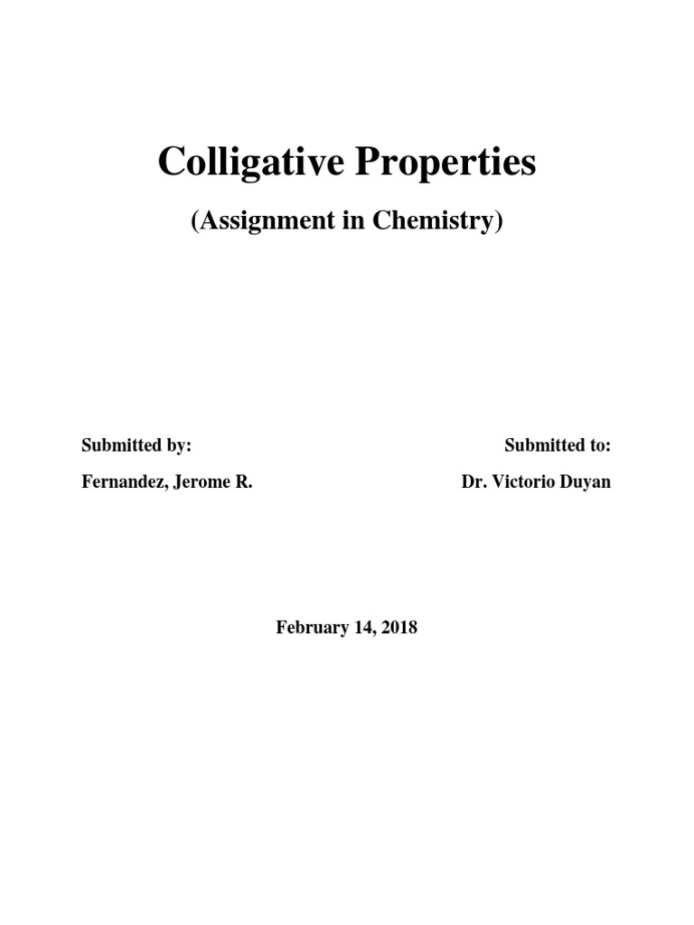 Colligative Properties of Solution | PDF | Solution | Chemical Process ...