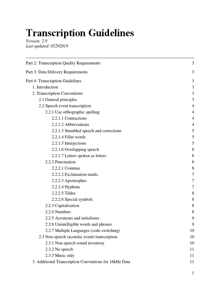 Comprehensive Transcription Guidelines for Accurate Speech to Text Data ...