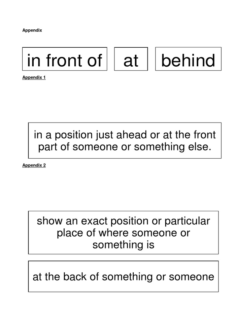 In A Position Just Ahead or at The Front Part of Someone or Something ...