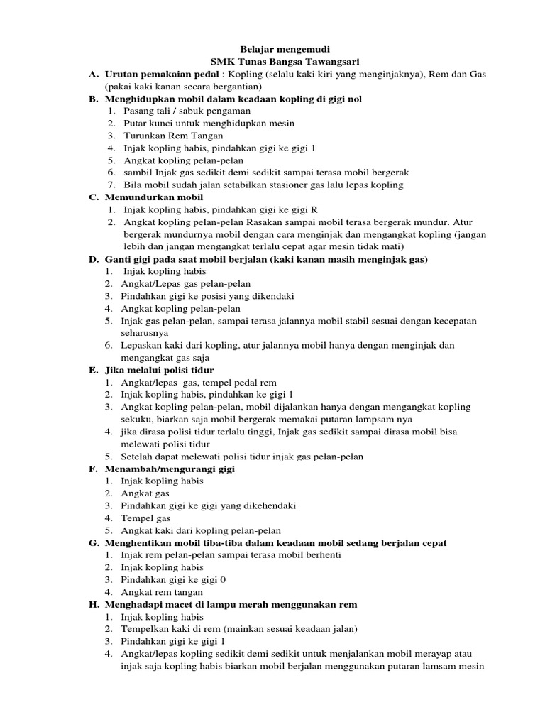 Modul Belajar Mengemudi | PDF