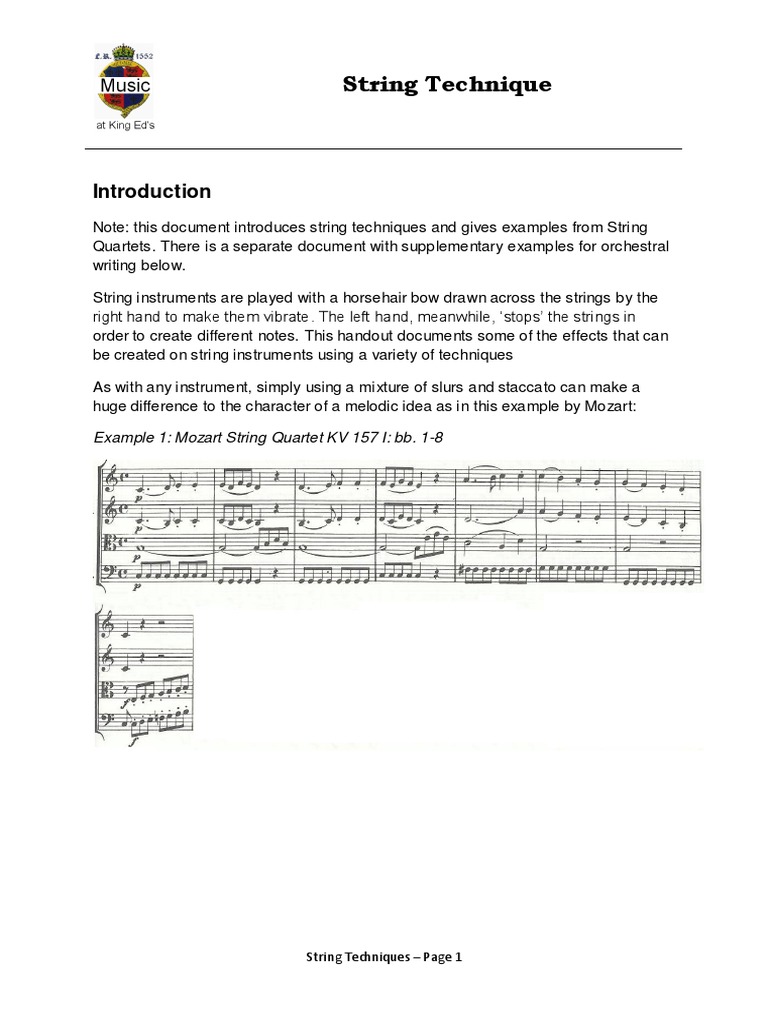 String Techniques | PDF | String Instruments | Violin