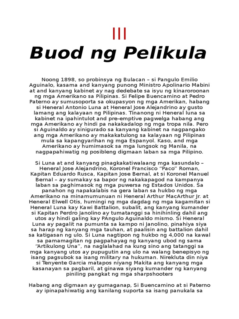 III. Buod | PDF