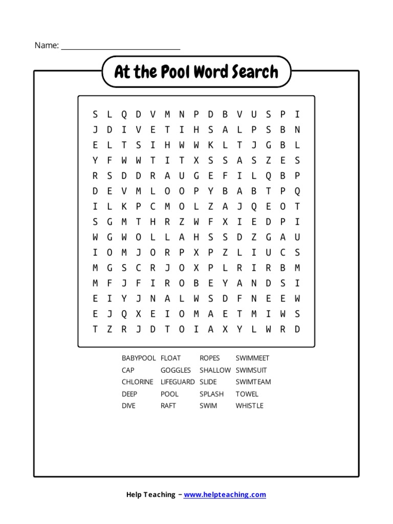 At The Pool Word Search: Name | PDF | Foreign Language Studies