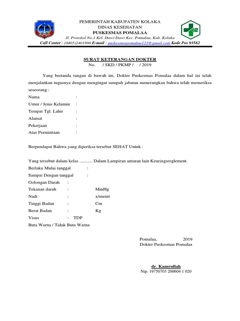Surat Keterangan Dokter (SKD) | PDF