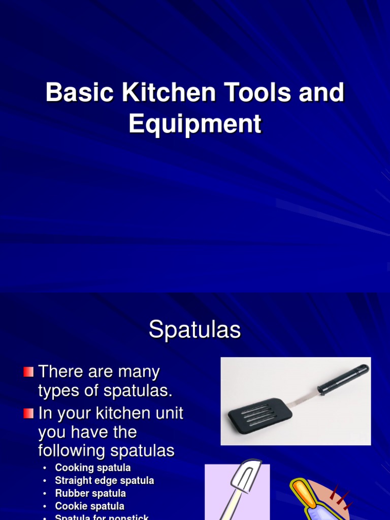 Basic Kitchen Tools and Equipment | PDF | Cookware And Bakeware | Baking