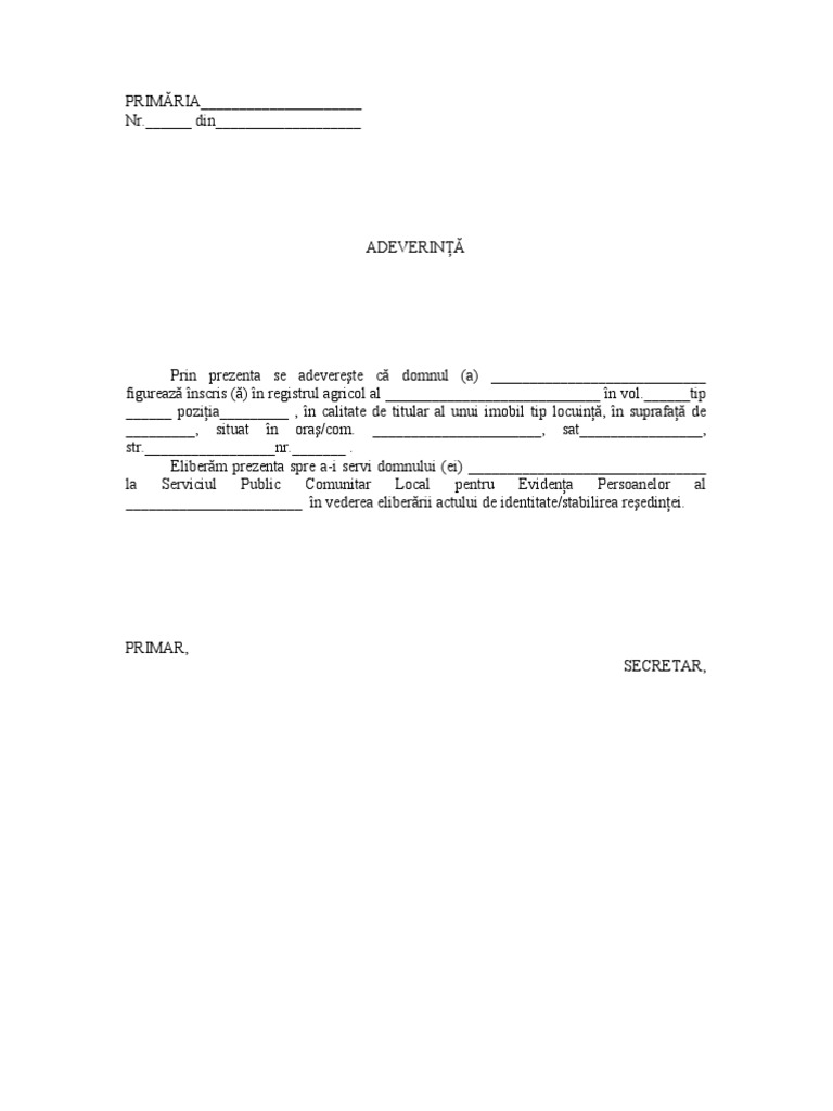 Model Adeverinta Rol PDF | PDF