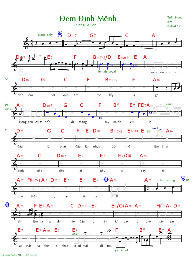 Dem Dinh Menh - Male - Am | PDF