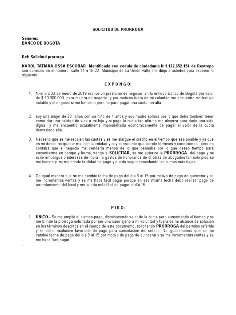 Solicitud Prorroga | PDF