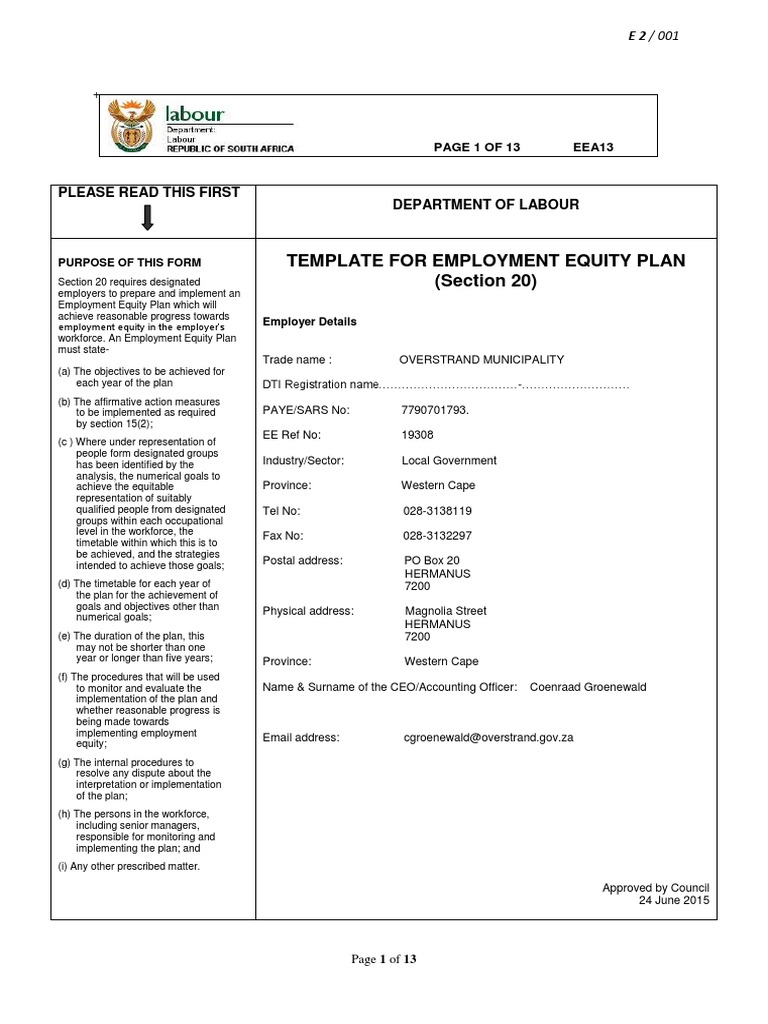 Employment Equity Plan Guide | PDF | Affirmative Action | Employment