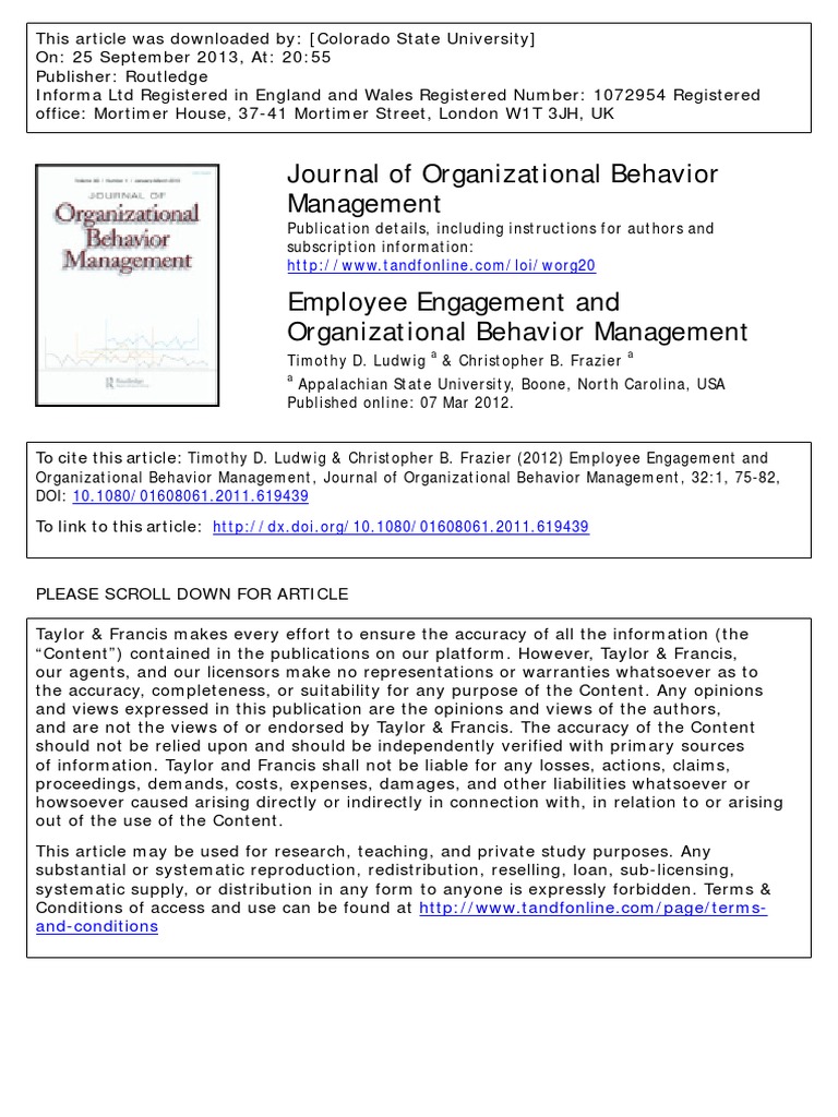 Journal of Organizational Behavior Management | PDF | Reinforcement ...