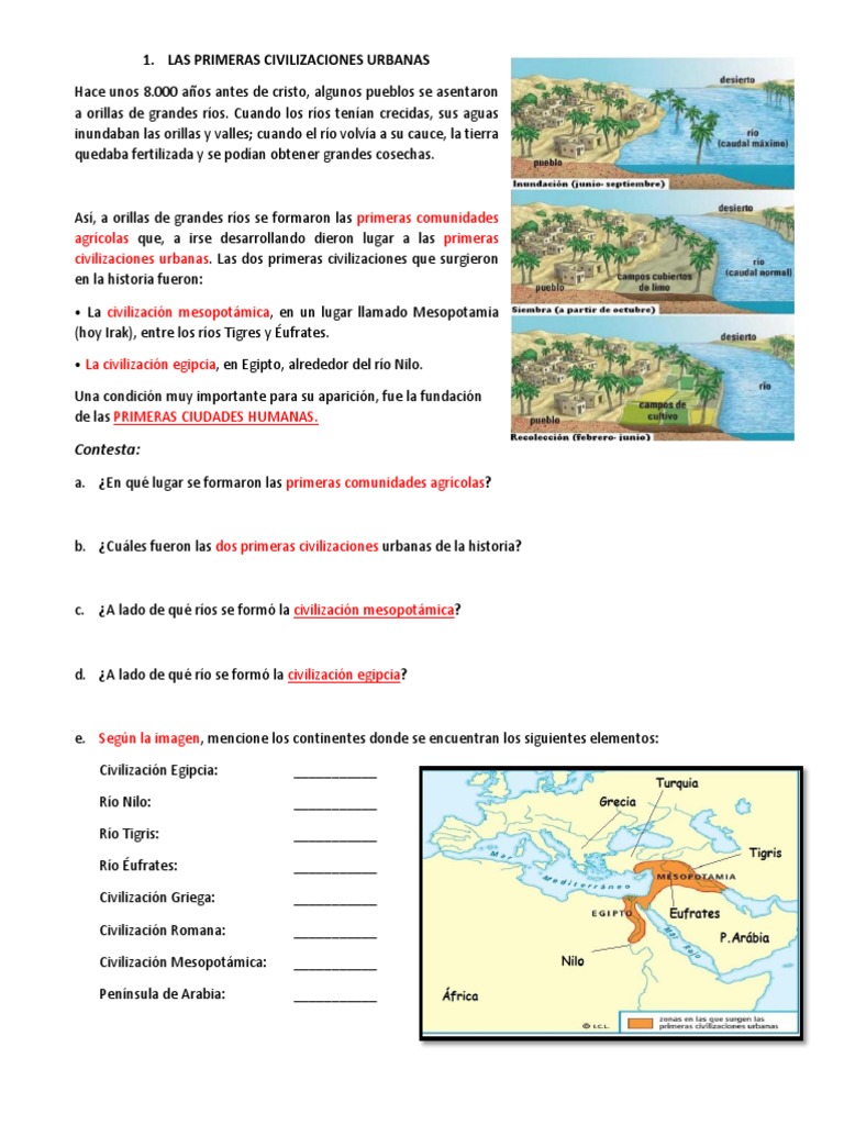 Las Primeras Civilizaciones Urbanas Pdf Antiguo Egipto Mesopotamia