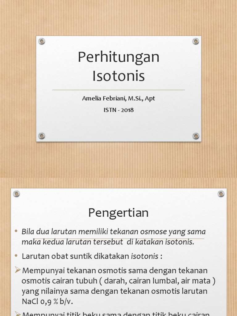 Perhitungan Tonisitas Larutan Isotonis | PDF