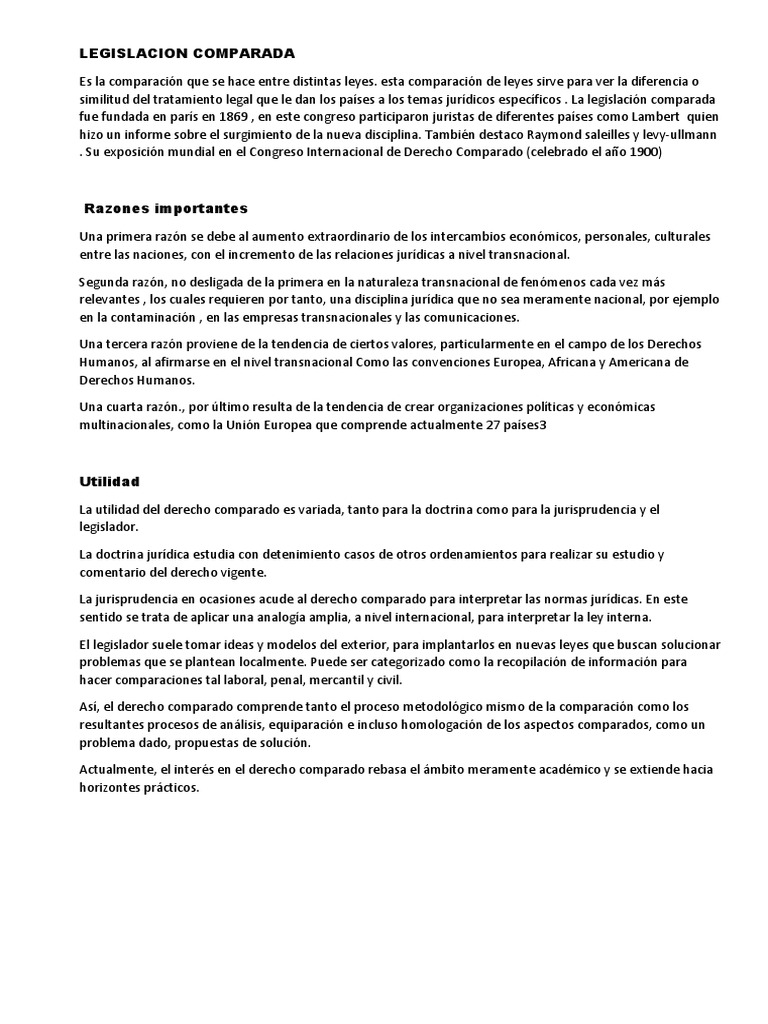 Legislacion Comparada | PDF | Ley comparativa | Pagos