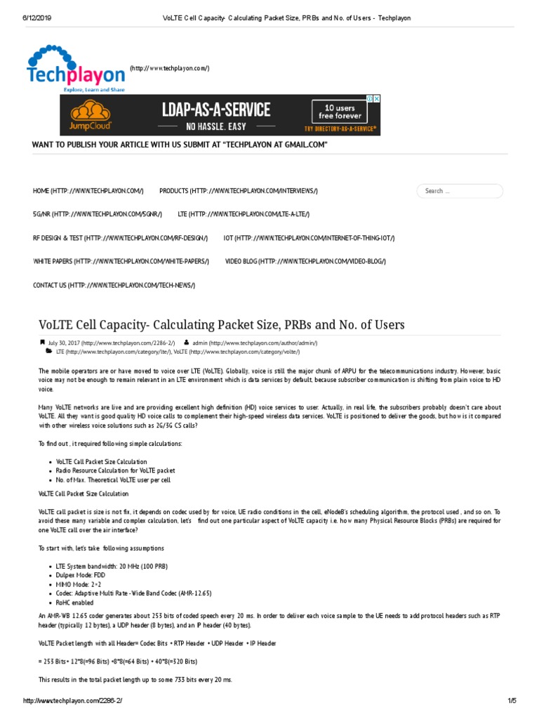 VoLTE Cell Capacity - Calculating Packet Size, PRBs and No. of Users ...