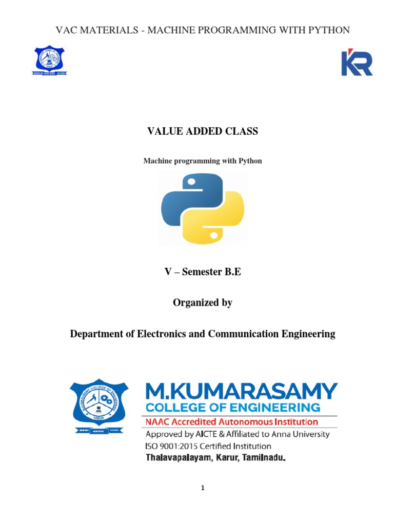 Value Added Course | PDF | Python (Programming Language) | Control Flow