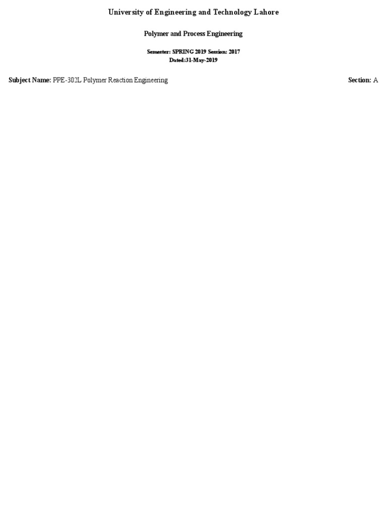 Polymer and Process Engineering: Semester: SPRING 2019 Session: 2017 Dated:31-May-2019 | PDF ...