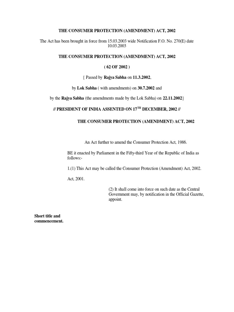 Consumer Protection Amendment Act 2002 | PDF | Judiciaries | Government
