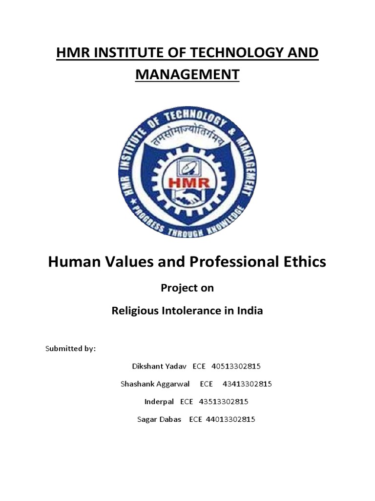 HMR Institute of Technology and Management: Human Values and Professional Ethics | PDF | Social ...