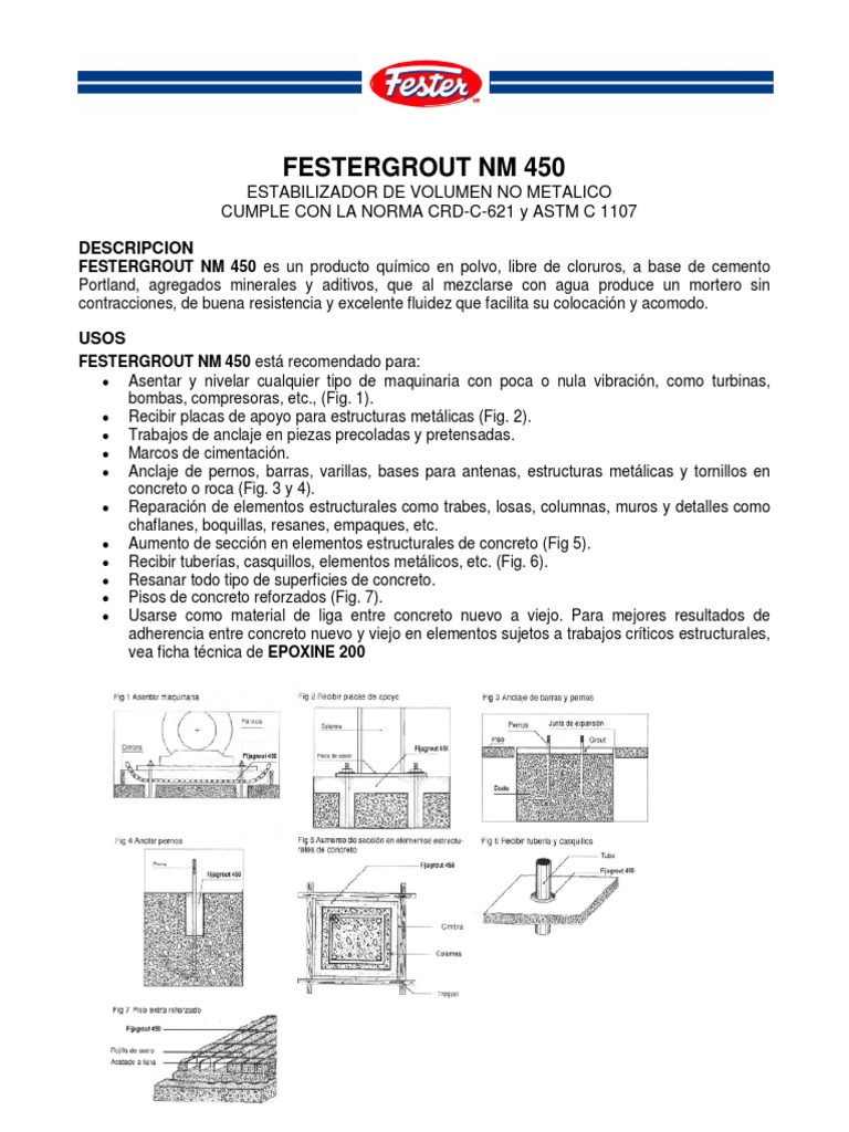 Festergrout NM 450 Ficha Tecnica | Hormigón | Materiales