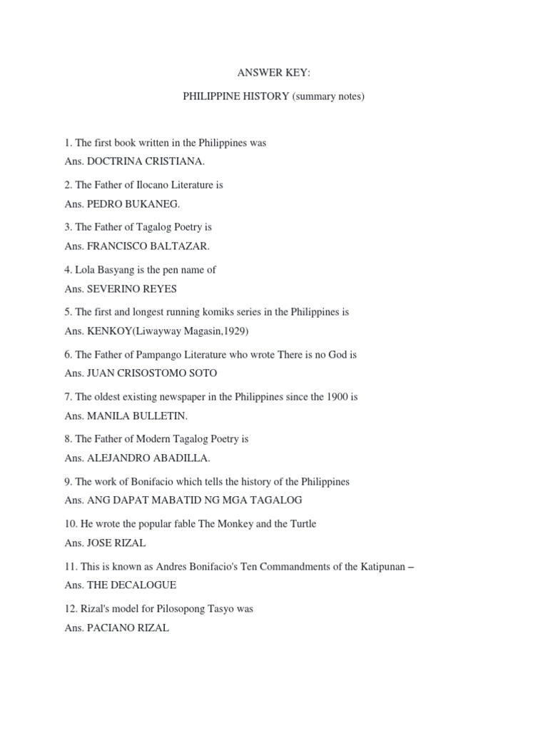 Philippine History Summary Notes | PDF | Tagalog Language | Philippines